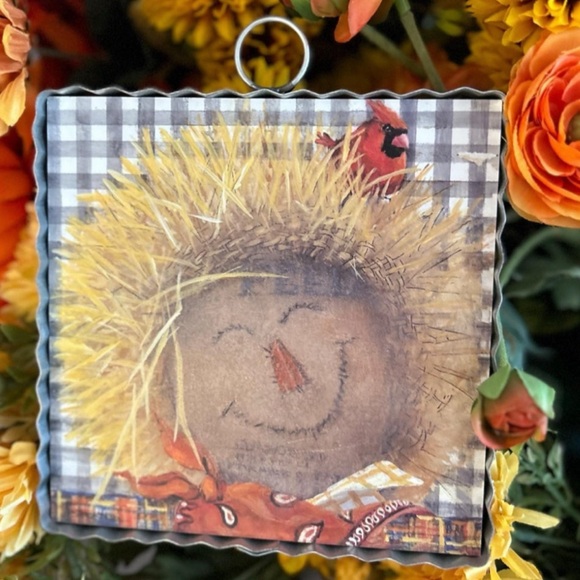 Roundtop | Accents | Fall Charming Scarecrow Mini Print With Cardinal ...